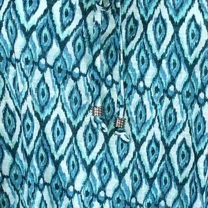 Tops | New Teal Gem Turquoise White Printed Womens Top | Poshmark